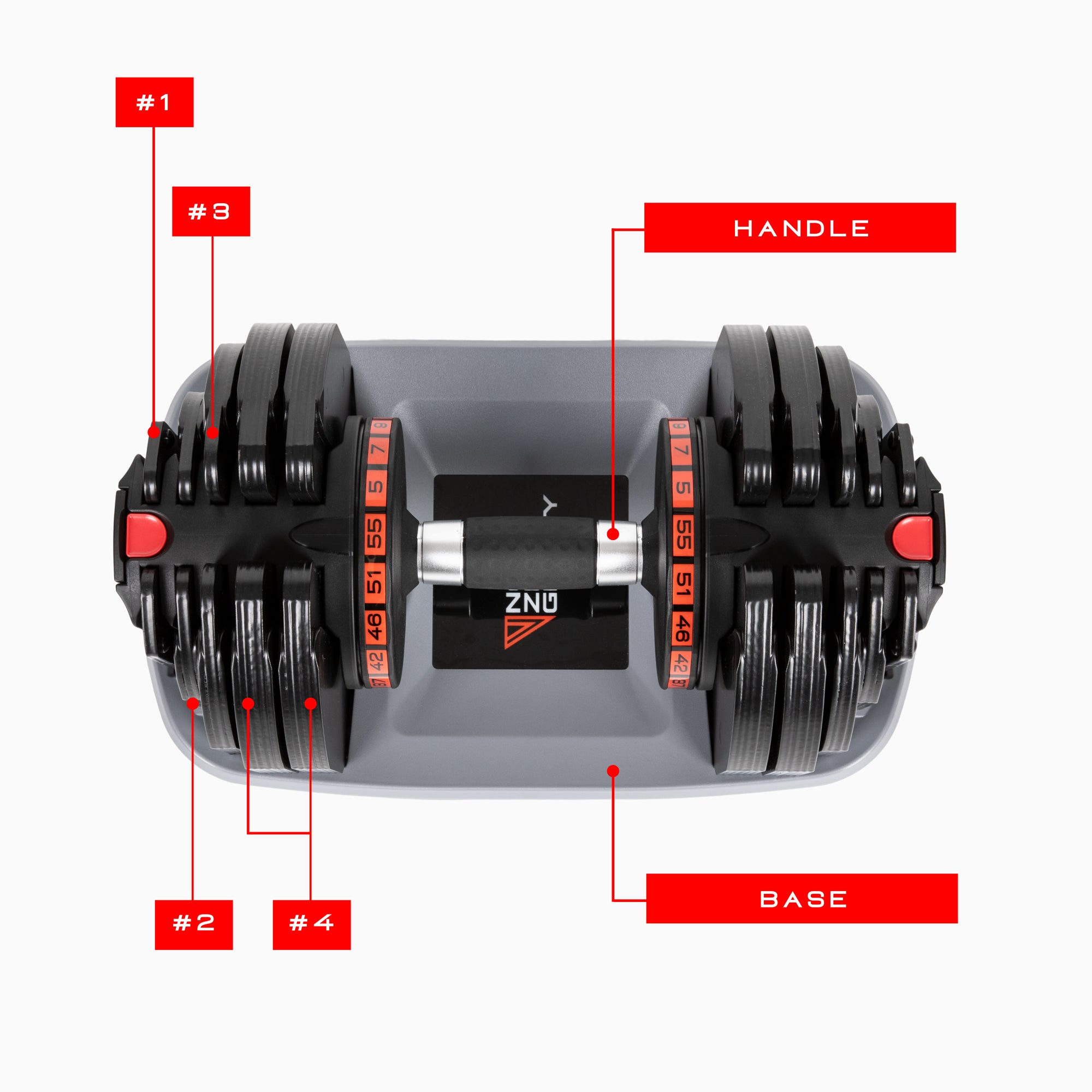 PowerDyne Adjustable 55lbs Dumbbell Parts - Coal – nonzerogravity.com